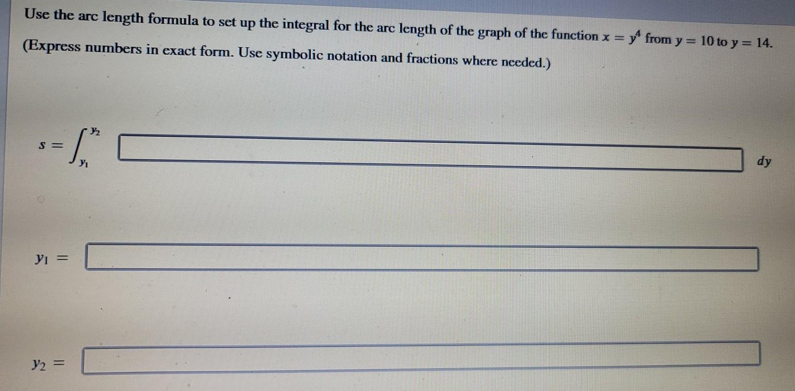 Solved Use the arc length formula to set up the integral for | Chegg.com