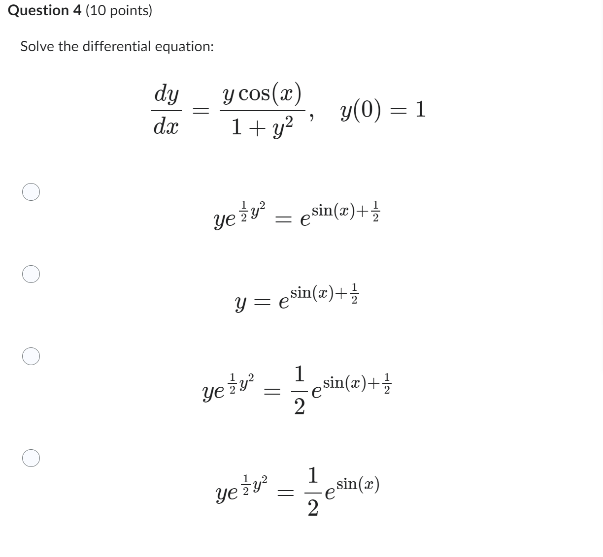 Solved Question 4 (10 ﻿points)Solve the differential | Chegg.com