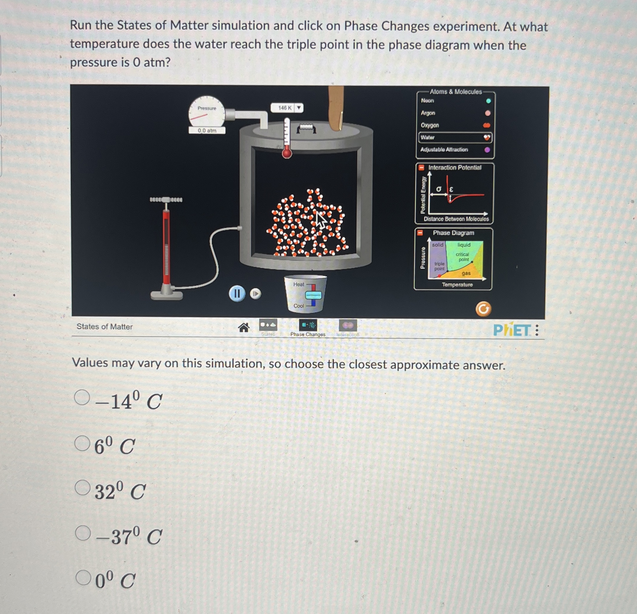Solved Run the States of Matter simulation and click on | Chegg.com
