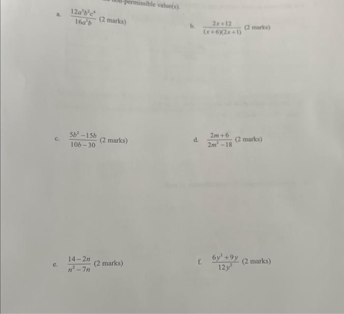 Solved 16a3b12a3b2c4(2 marks ) b. (x+6)(2x+1)2x+12 | Chegg.com