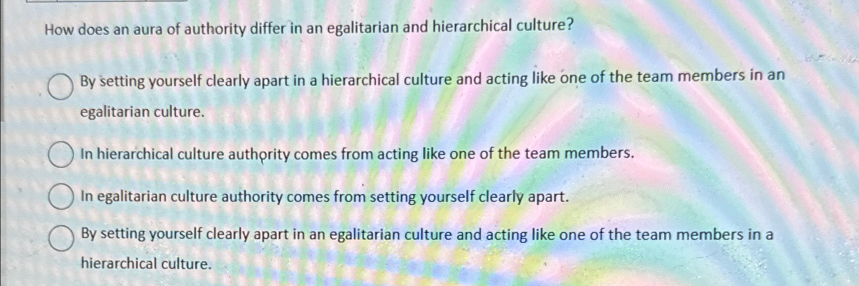 Solved How does an aura of authority differ in an | Chegg.com