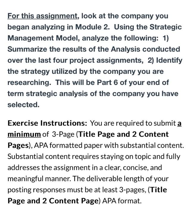 Solved For this assignment, look at the company you began | Chegg.com