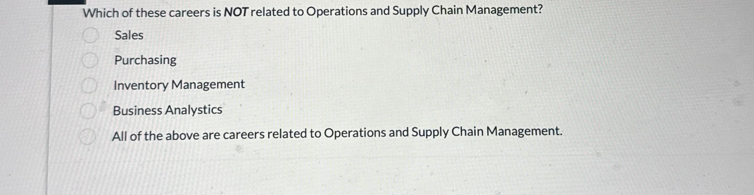 Solved Which of these careers is NOT related to Operations | Chegg.com