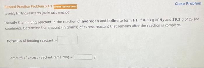 Solved Identify limiting reactants (mole ratio method). | Chegg.com Solved Identify limiting reactants (mole ratio method). | Chegg.com