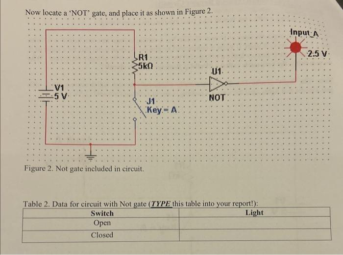 Solved Table 2. Data for circuit with Not gate (TYPE this | Chegg.com