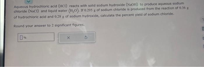 Solved Aqueous hydrochloric acid (HCI) reacts with solid | Chegg.com