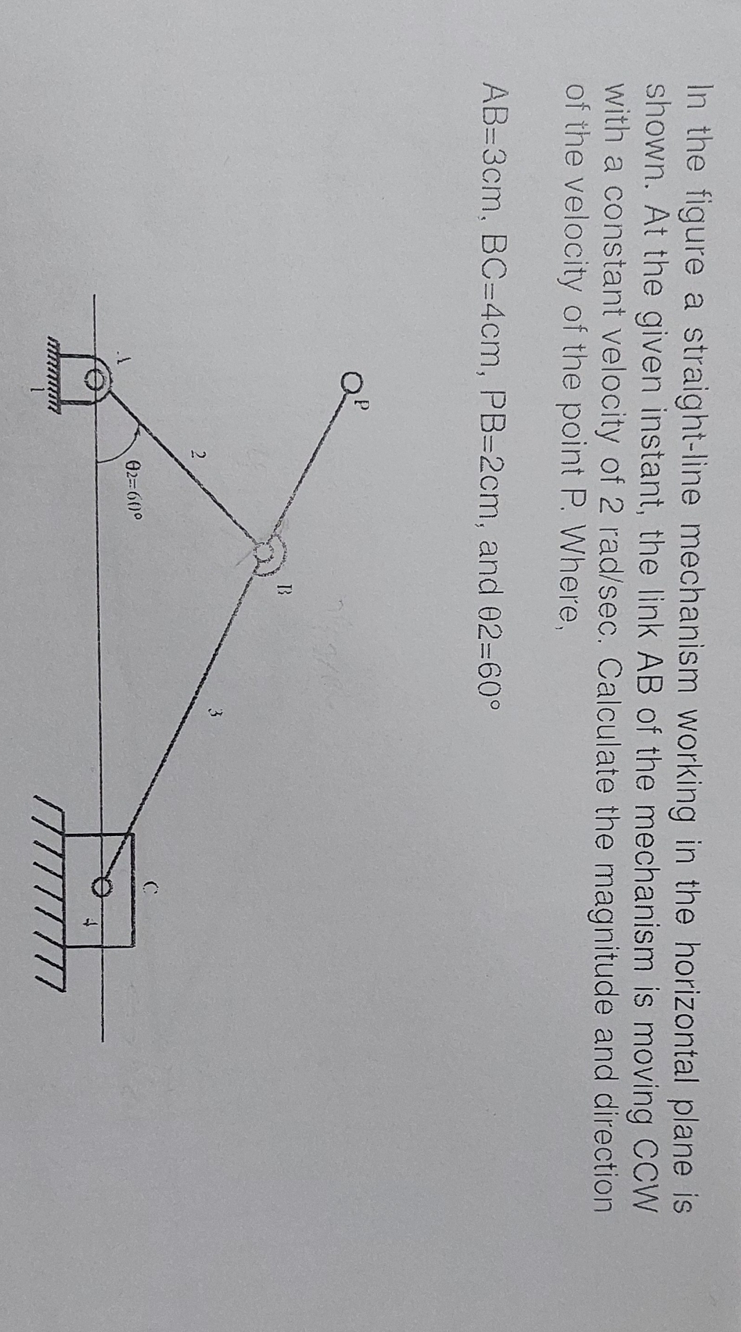 Solved In the figure a straight-line mechanism working in | Chegg.com