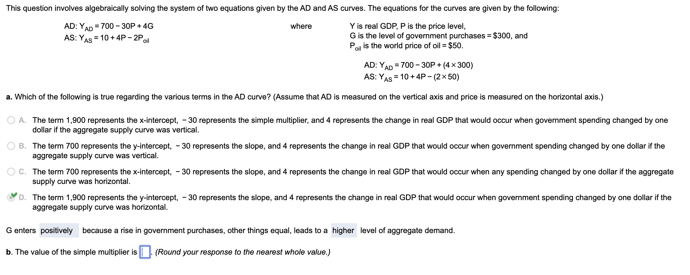 Solved This question involves algebraically solving the | Chegg.com