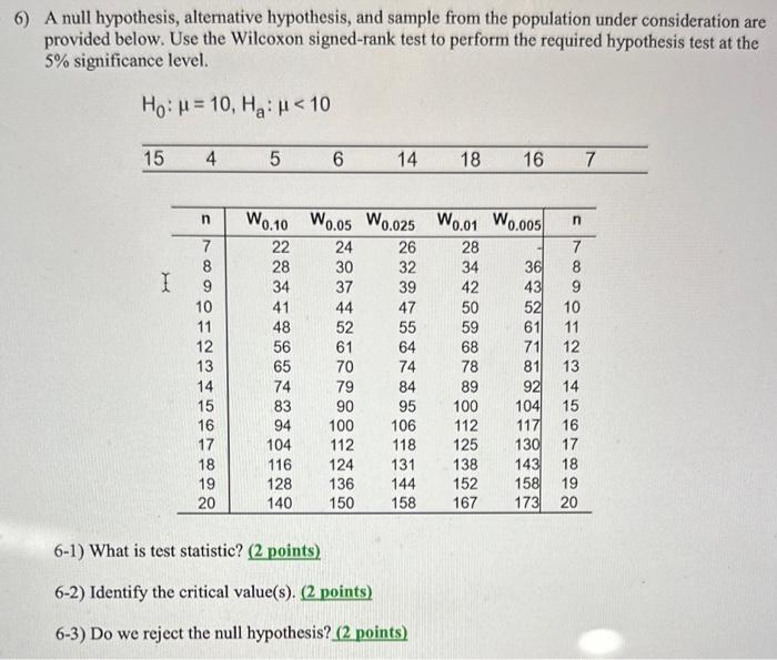 Solved 6) A null hypothesis, alternative hypothesis, and | Chegg.com