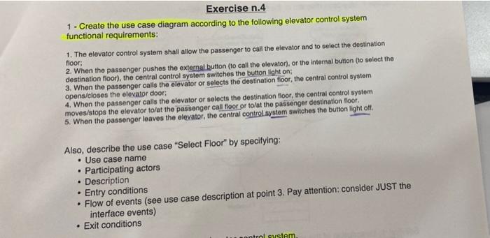 Solved Exercise n.4 1 - Create the use case diagram | Chegg.com