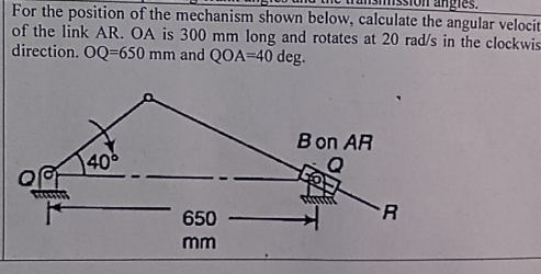 Solved For the position of the mechanism shown below, | Chegg.com