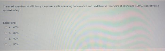 Solved The maximum thermal efficiency the power cycle | Chegg.com