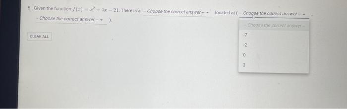 Solved 5. Given the function f(x)=x2+4x−21. There is a - | Chegg.com