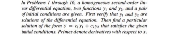 Solved In Problems I through 16, a homogeneous second-order | Chegg.com