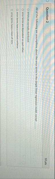 Solved Question 210 ﻿ptsAll of the following are assumptions | Chegg.com