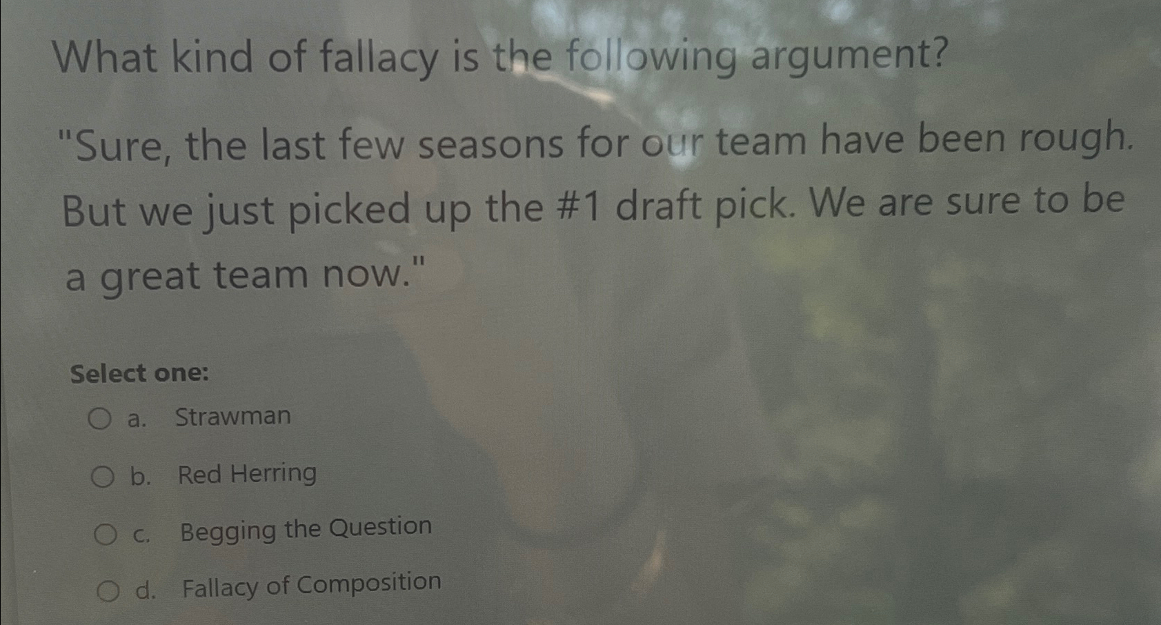 Solved What kind of fallacy is the following argument?"Sure, | Chegg.com