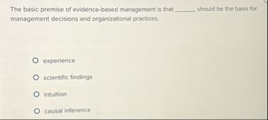 Solved The basic premise of evidence-based management is | Chegg.com