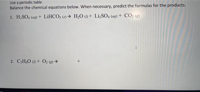 Solved Use a periodic table Balance the chemical equations | Chegg.com