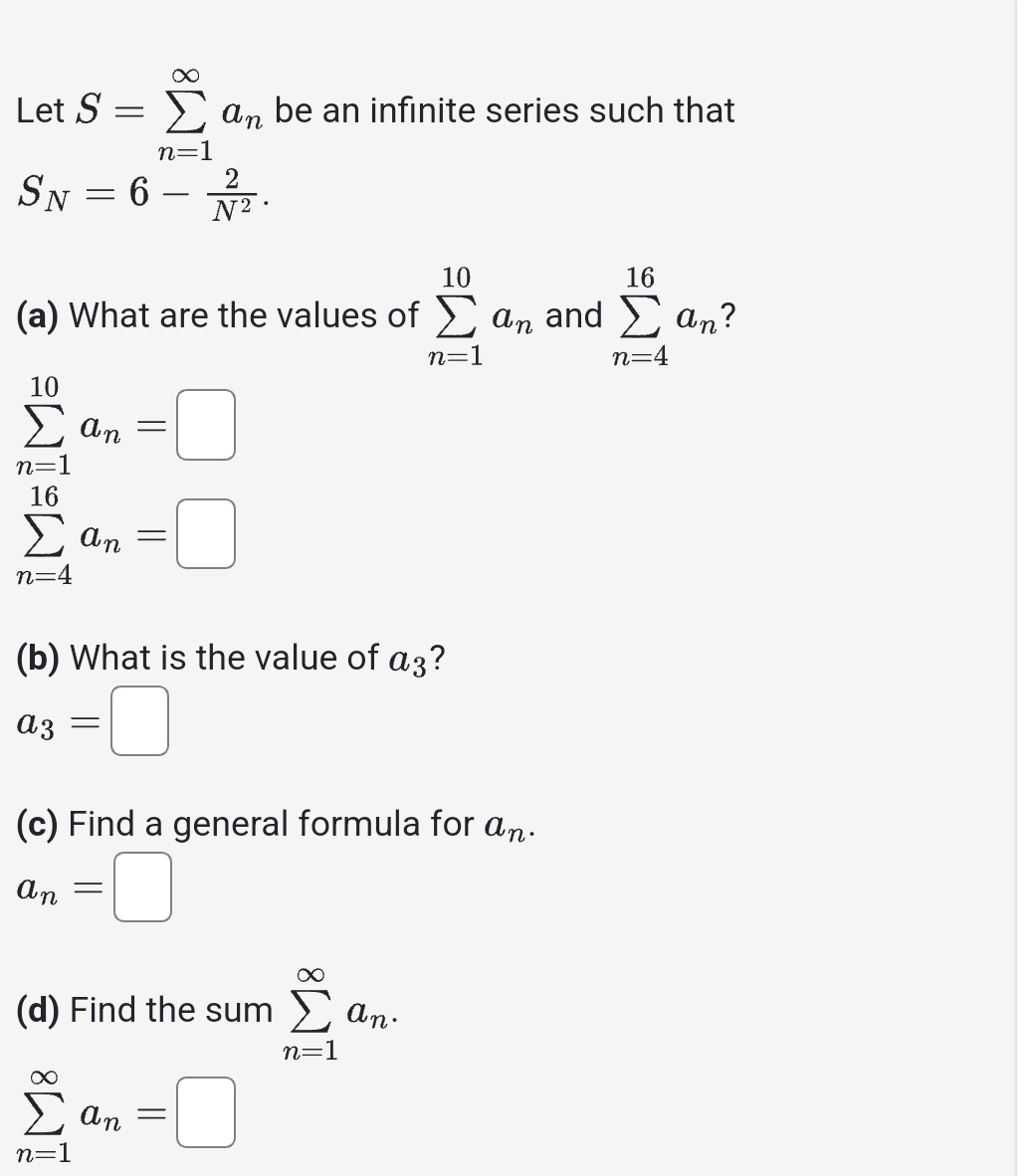 Solved Let S=∑n=1∞an ﻿be an infinite series such that | Chegg.com