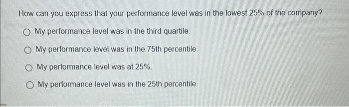 Solved How can you express that your performance level was | Chegg.com