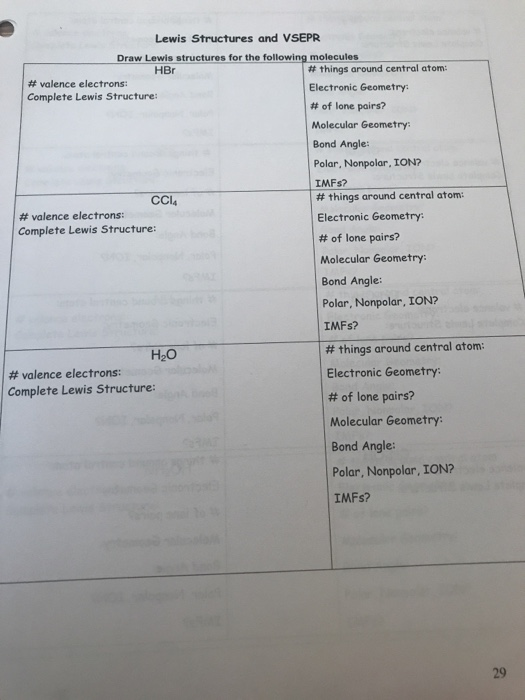 Solved Lewis Structures and VSEPR Draw Lewis structures for | Chegg.com