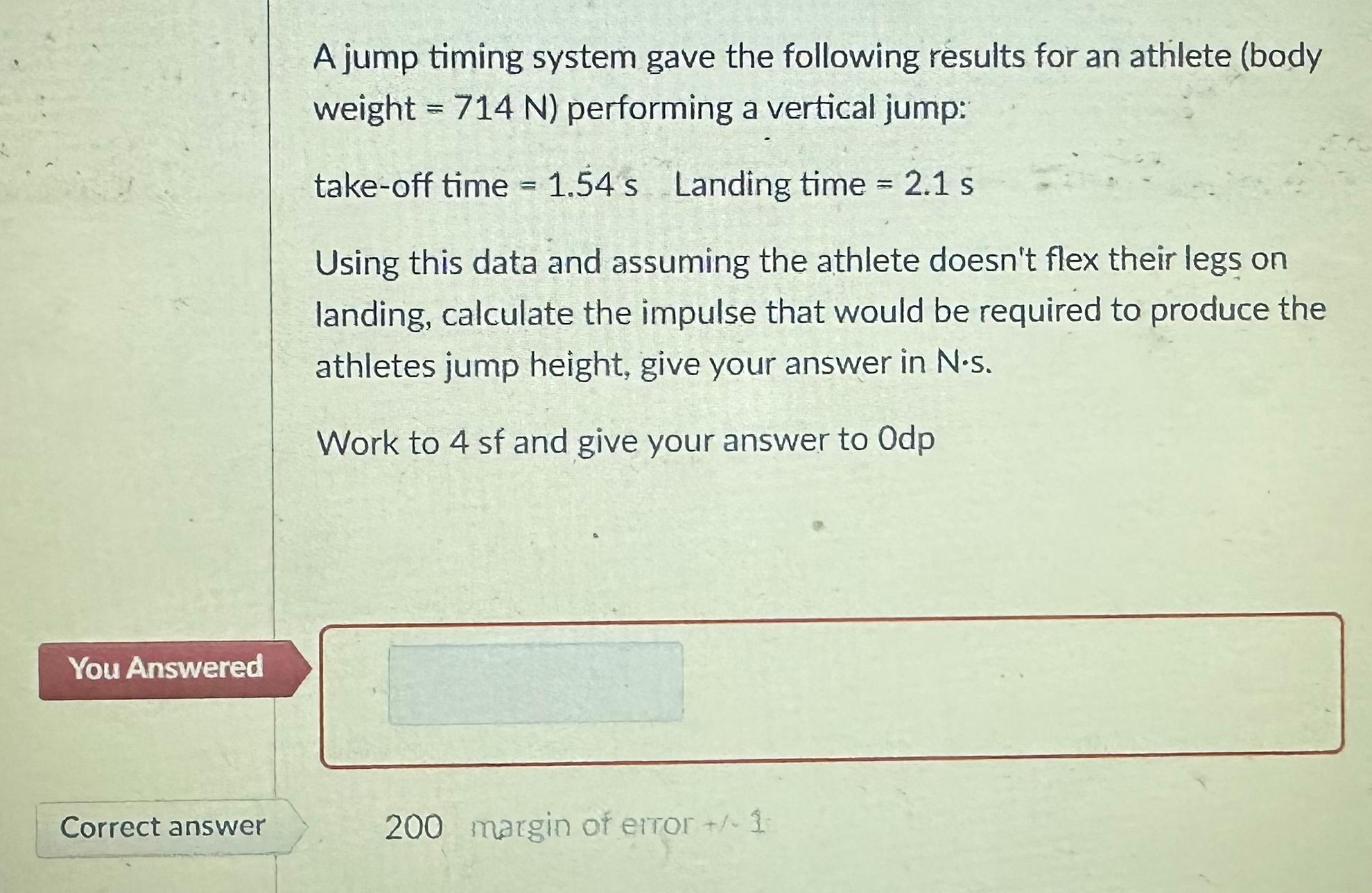 Solved A jump timing system gave the following results for | Chegg.com