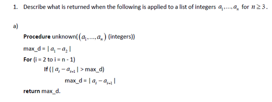 Solved Describe what is returned when the following is | Chegg.com