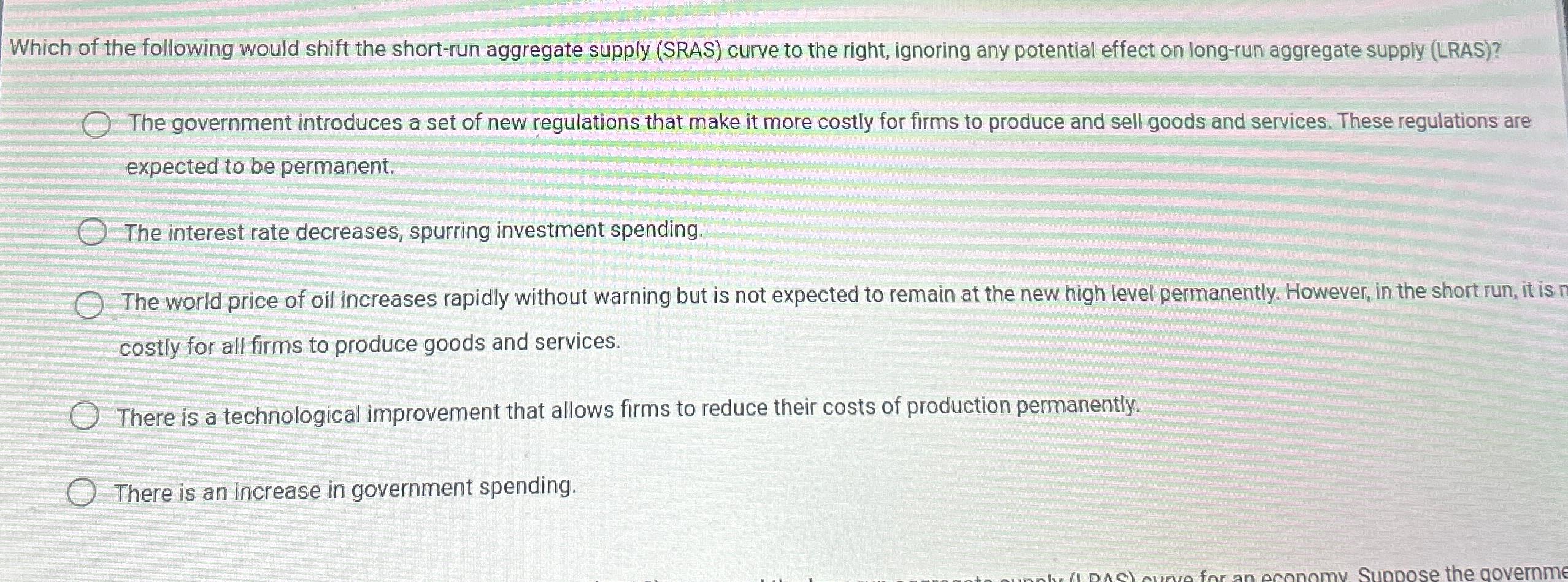 Solved Which of the following would shift the short-run | Chegg.com