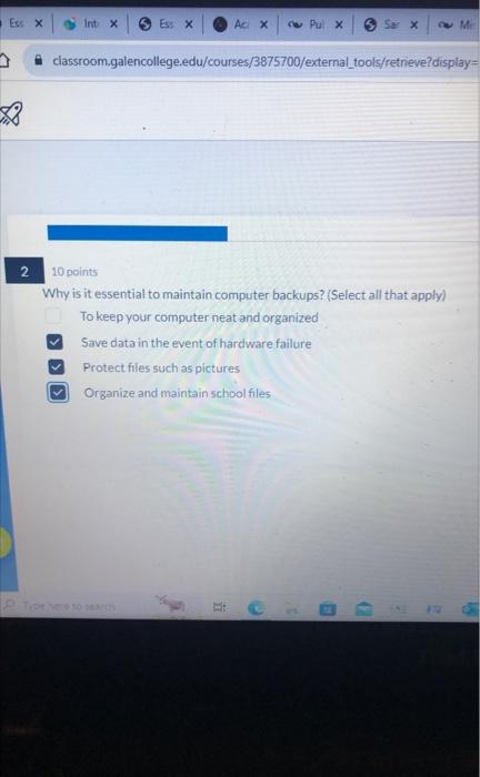 Solved 10 points Why is it essential to maintain computer | Chegg.com