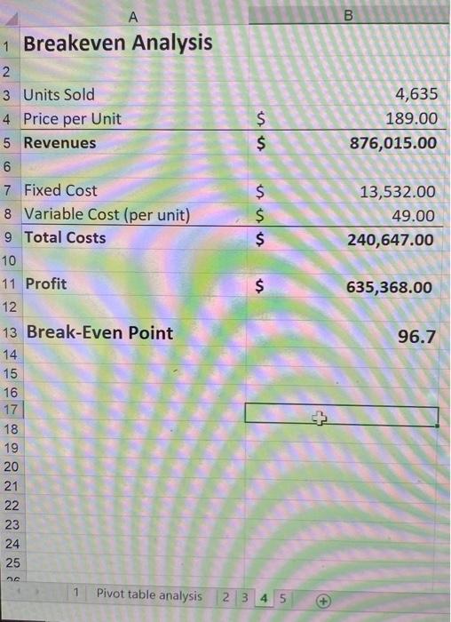 Solved Problem 4: Breakeven Analysis On Worksheet #4, | Chegg.com