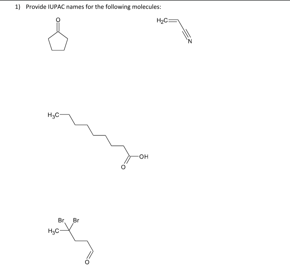 Solved Provide IUPAC names for the following molecules | Chegg.com