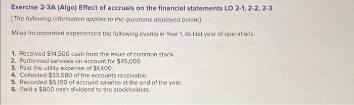 Solved Exercise 2-3A (Algo) Effect of accruals on the | Chegg.com