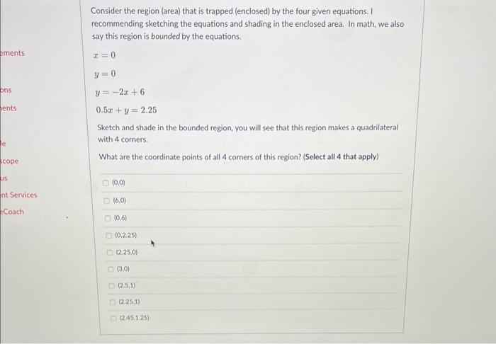 Solved Consider the region (area) that is trapped (enclosed) | Chegg.com