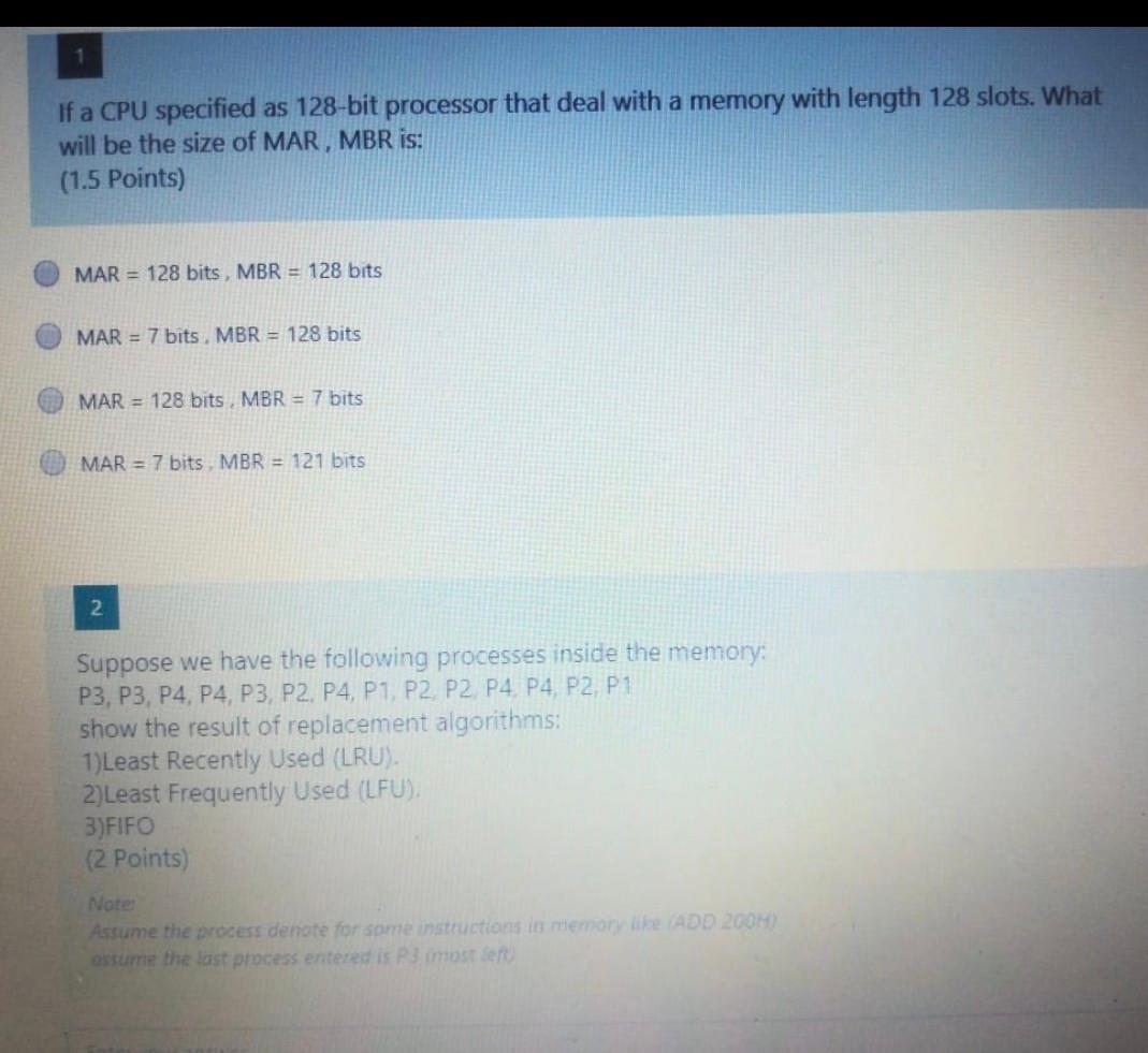 Solved If a CPU specified as 128-bit processor that deal | Chegg.com