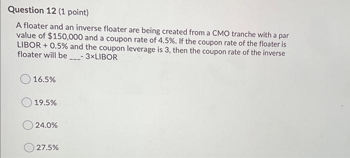 Solved Question 12 (1 point) A floater and an inverse | Chegg.com