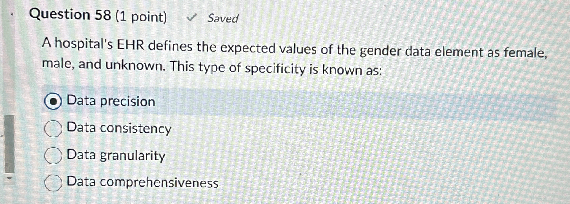 Solved Question 58 (1 ﻿point) ﻿SavedA hospital's EHR | Chegg.com