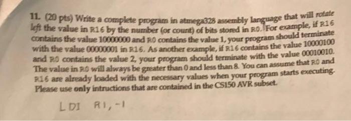 11. (20 pts) Write a complete program in atmega32 | Chegg.com