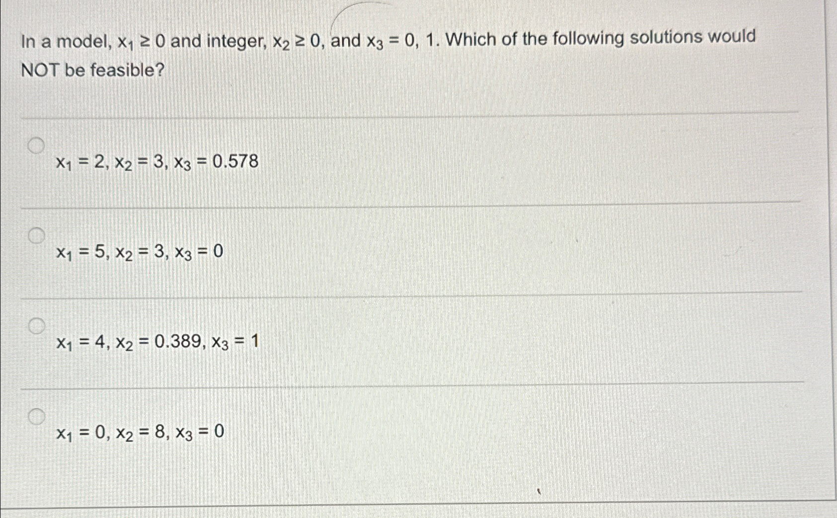 Solved In a model, x1≥0 ﻿and integer, x2≥0, ﻿and x3=0,1. | Chegg.com