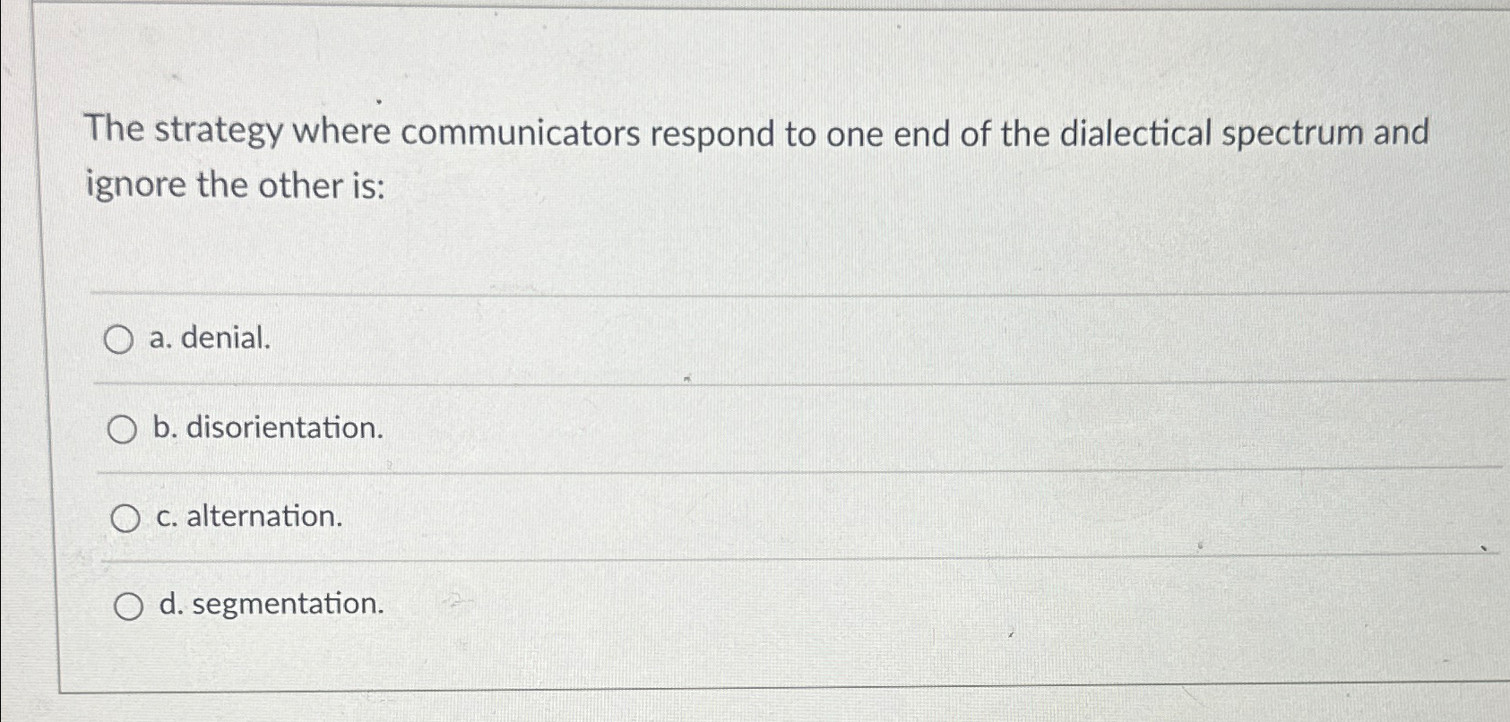 Solved The strategy where communicators respond to one end | Chegg.com