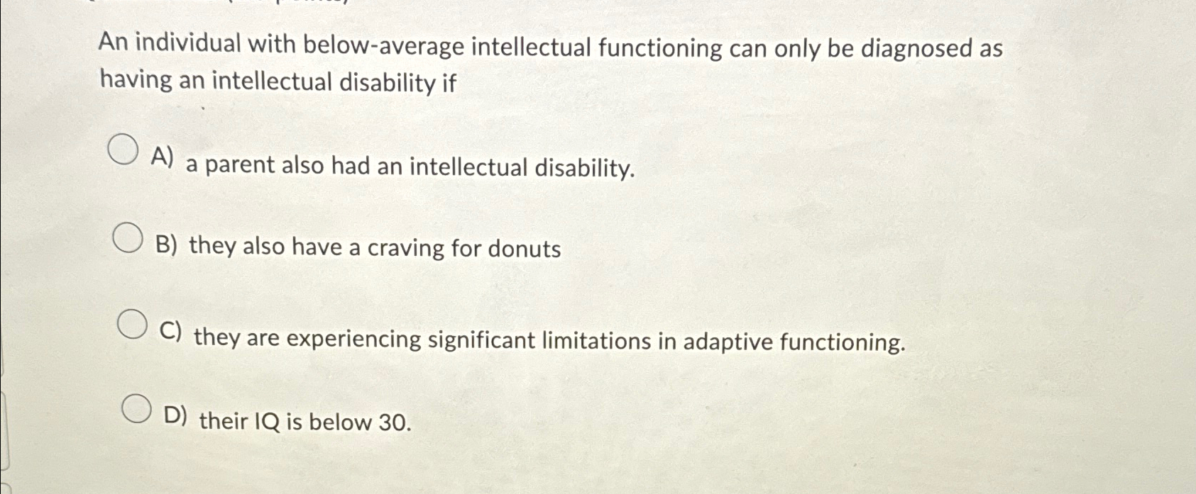 Solved An individual with below-average intellectual | Chegg.com