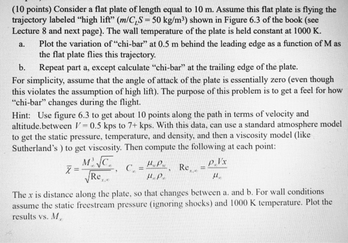 (10 points) Consider a flat plate of length equal to | Chegg.com