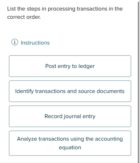 Solved List the steps in processing transactions in the | Chegg.com