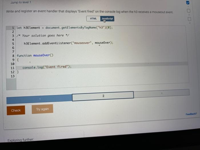 Solved Jump to lovel 1 Write and register an event handler | Chegg.com
