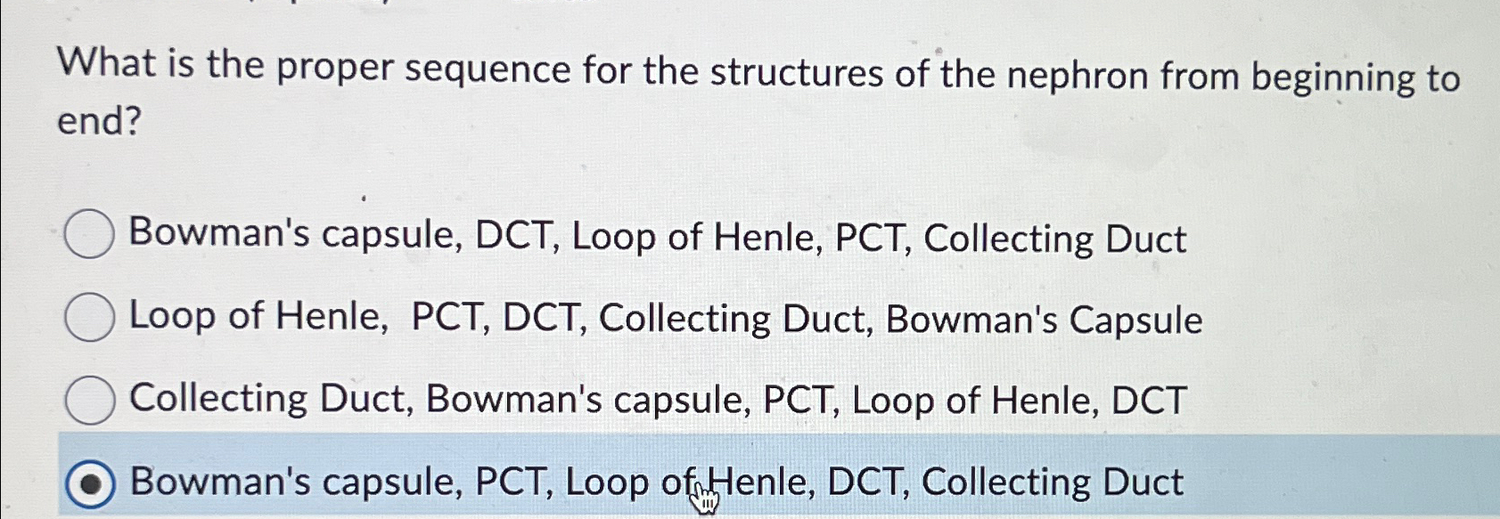 Solved What is the proper sequence for the structures of the | Chegg.com