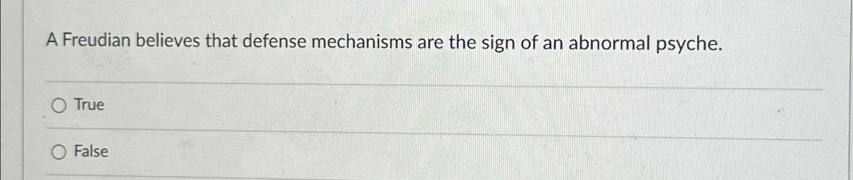 Solved A Freudian believes that defense mechanisms are the | Chegg.com