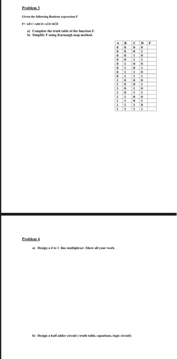 Solved Problem 3 Give the following Bilan expresie FABC | Chegg.com