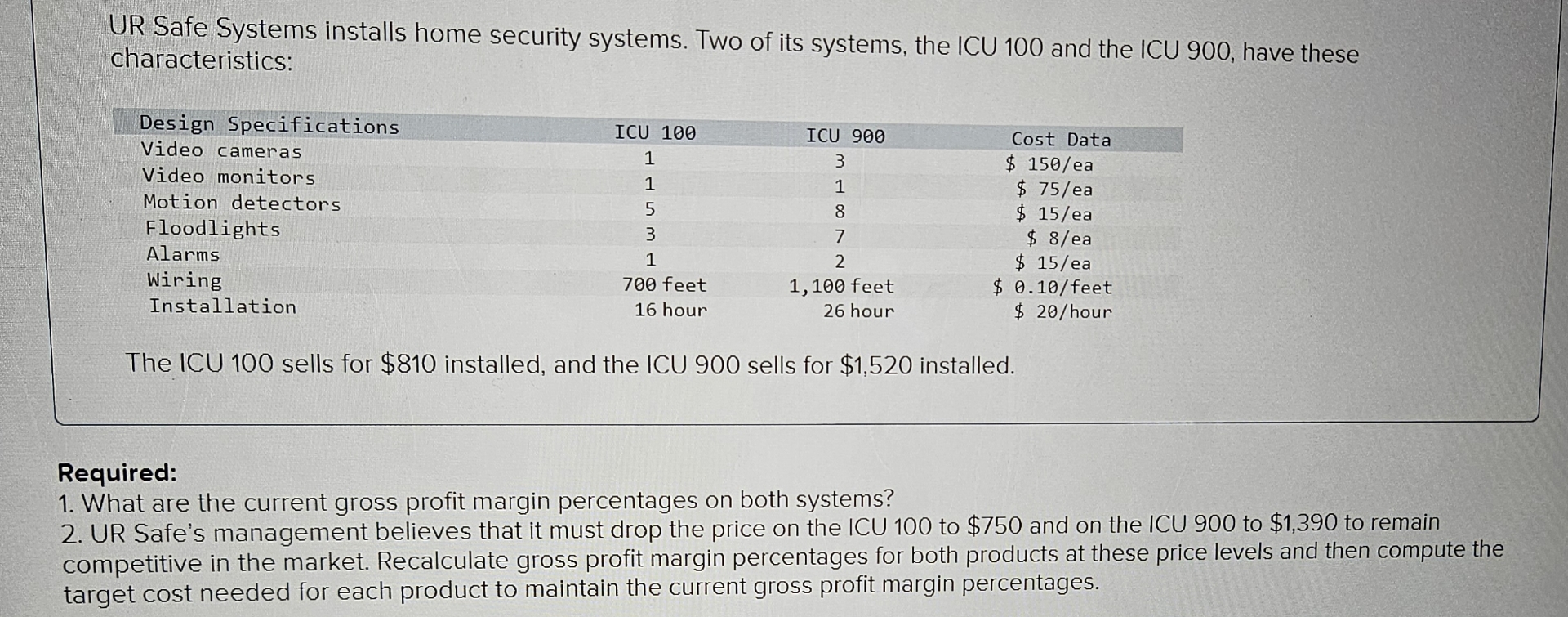 Solved UR Safe Systems installs home security systems. Two | Chegg.com