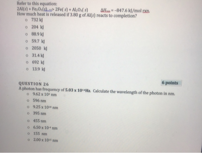 Solved Refer to this equation: 2Al(s) + Fe2O3(s) --> 2Fe( s) | Chegg.com