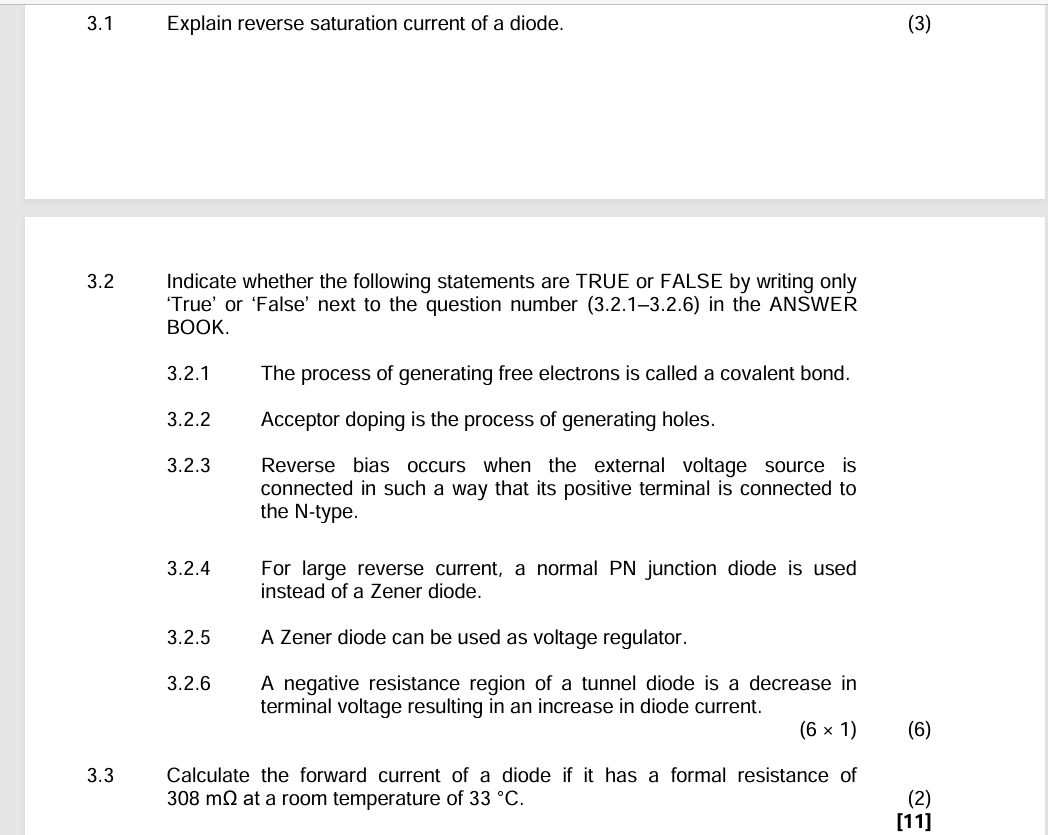 Solved 3.1 ﻿Explain reverse saturation current of a diode. | Chegg.com