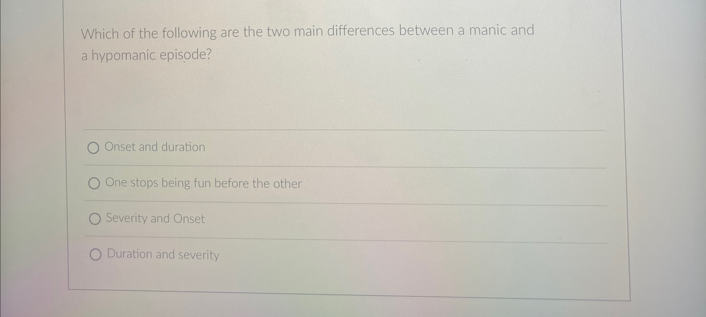 Solved Which of the following are the two main differences | Chegg.com
